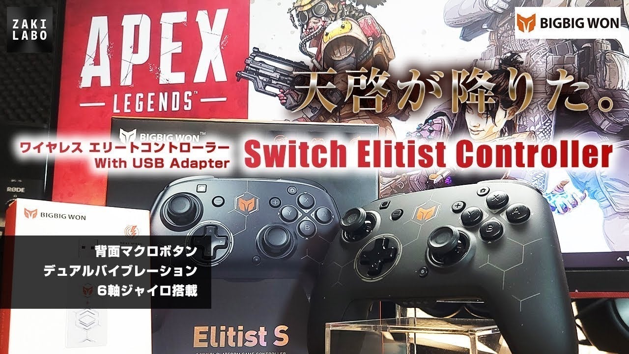 【switch版APEX】BIGBIG WON Elitist S プロコン & R100 USB アダプター 背面ボタンとジャイロ